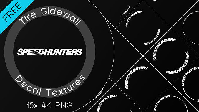 15x Speedhunters tire sidewall 4K PNG decals free Texture | CGTrader