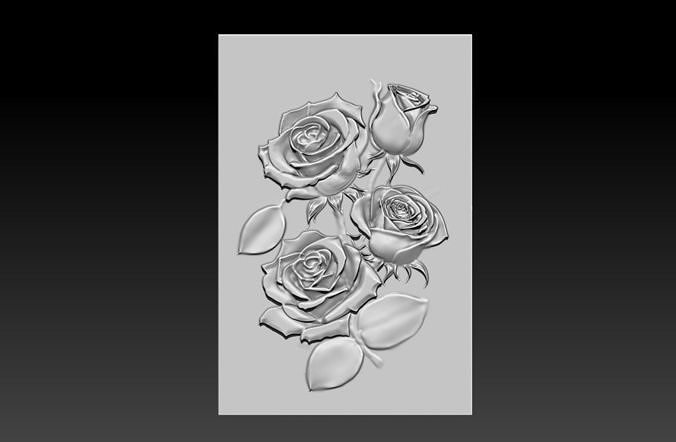 A rose relief 3D printing STL rose relief mural 3D model 3D printable ...