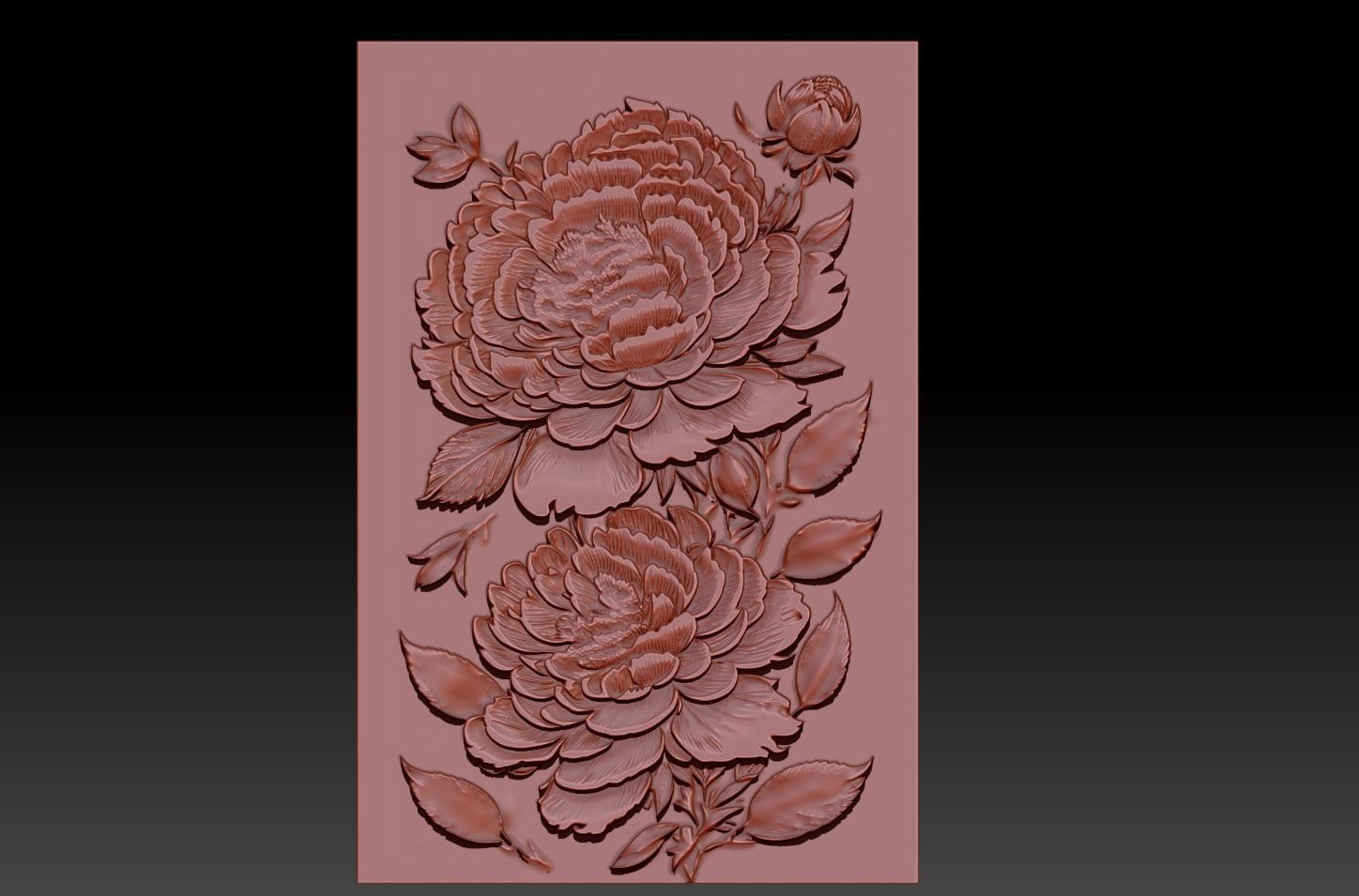 A fine carving of peony flower STL relief drawing 3D printing 3D model ...