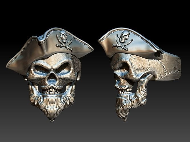 Pirate skull ring 3D model 3D printable | CGTrader
