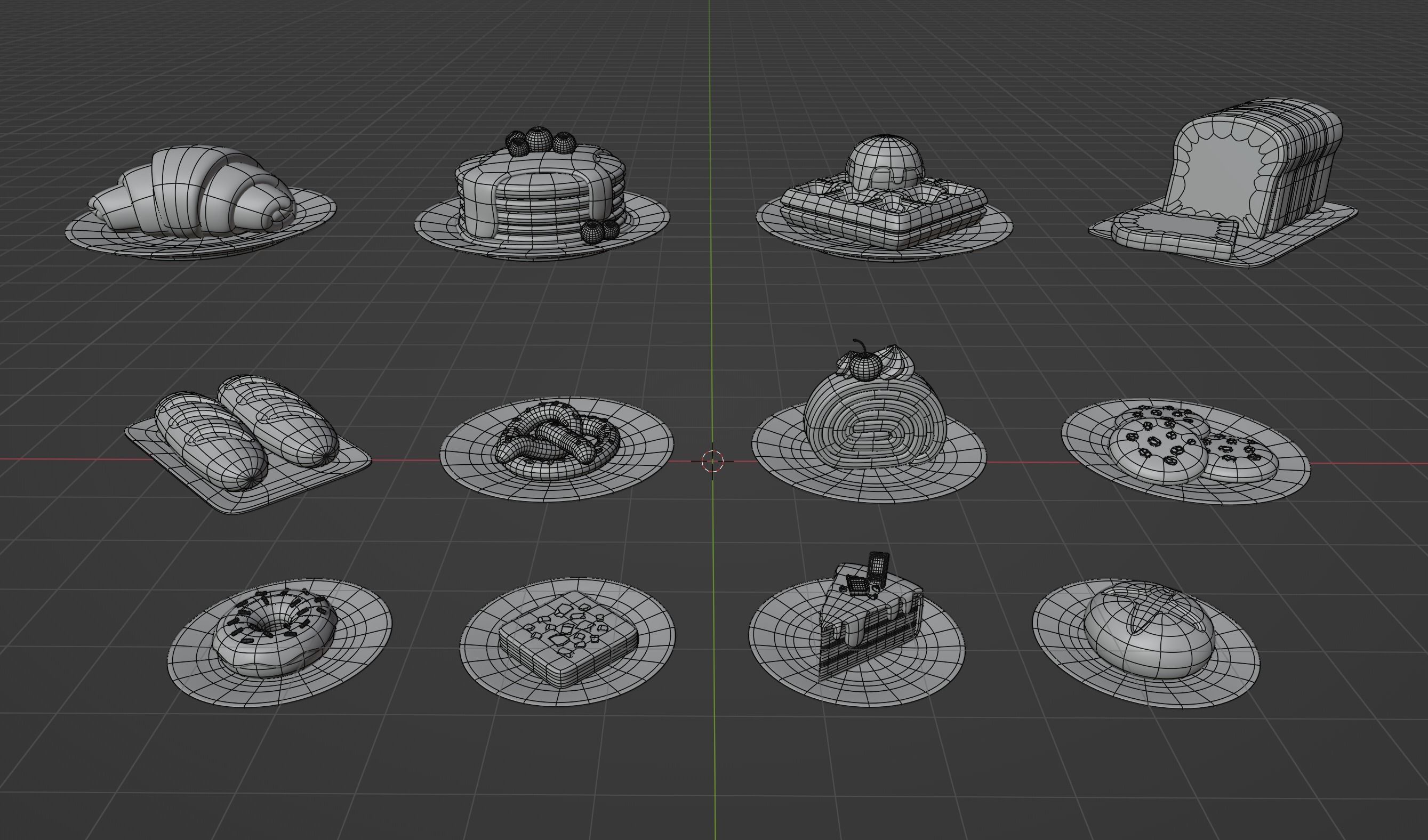 3D Bakery Set stack of pancakes with syrup and blueberries 3D model ...