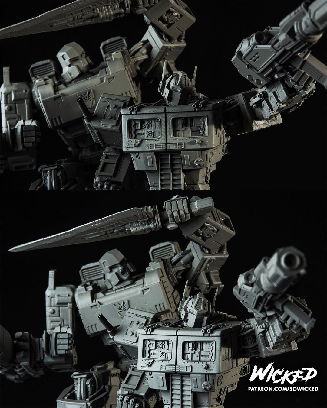 Wicked Movies DIORAMA BASE Optimus and Megatron Sculpture 3D model 3D ...