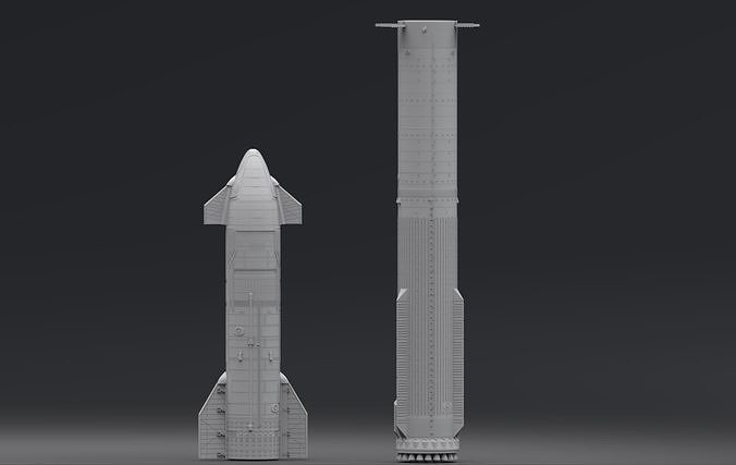 Starship and Superheavy Booster Scale model 3D model 3D printable ...
