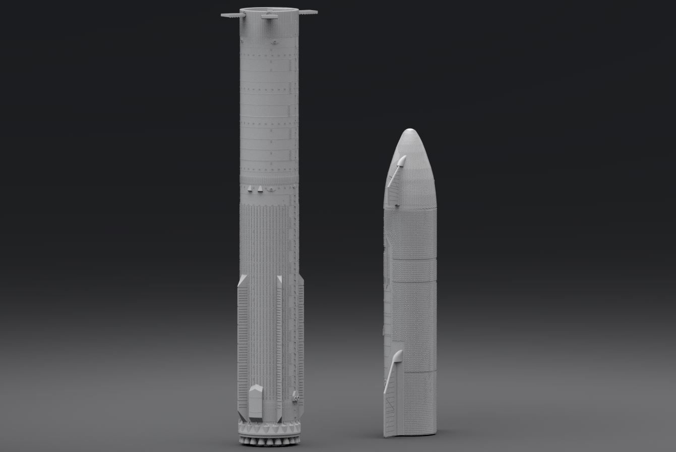 Starship and Superheavy Booster Scale model 3D model 3D printable ...