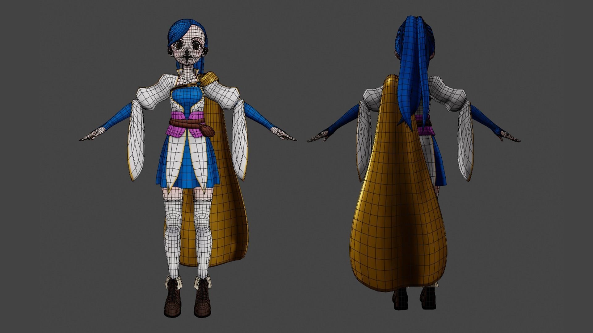 3D model Fantasy girl anime style for games Vtuber or VRChat VR / AR ...