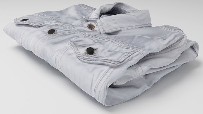 white folded jean jacket coat wardrobe 3D model | CGTrader