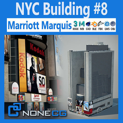 3D model NYC Building Marriott Marquis VR / AR / low-poly animated ...