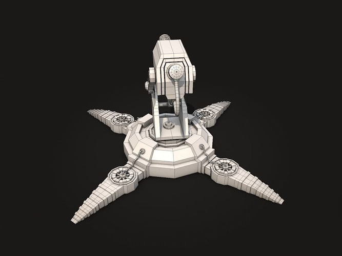 3D model Low Poly Flamethrower Turret lvl 1 VR / AR / low-poly rigged ...