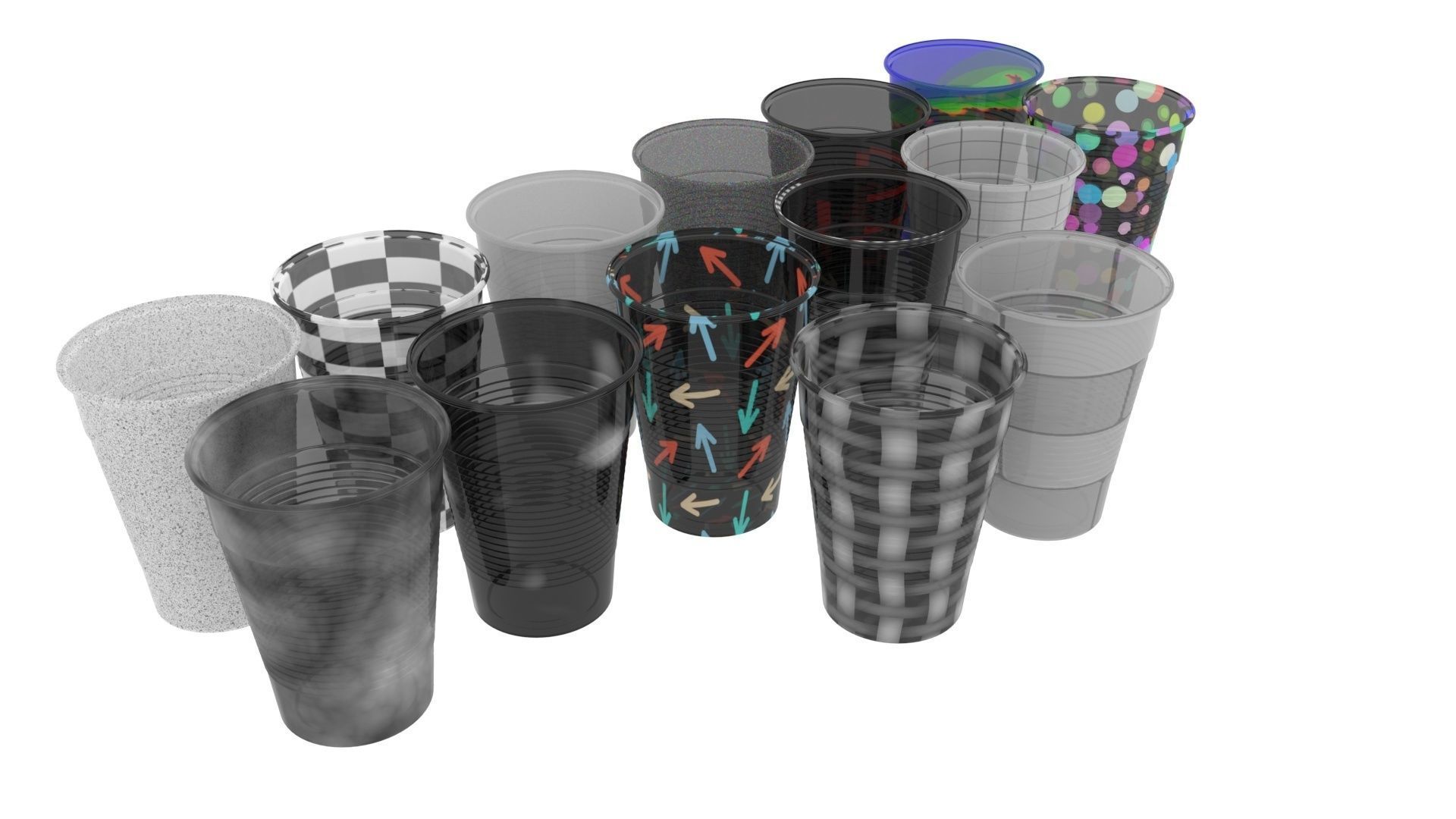 Plastic Cups Set With Textures 3D model | CGTrader