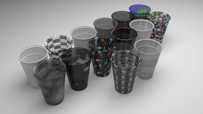 Plastic Cups Set With Textures 3D model | CGTrader