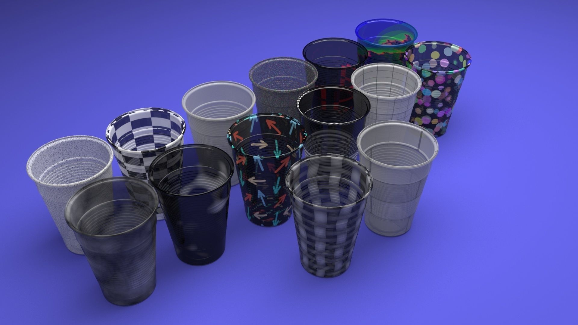 Plastic Cups Set With Textures 3D model | CGTrader