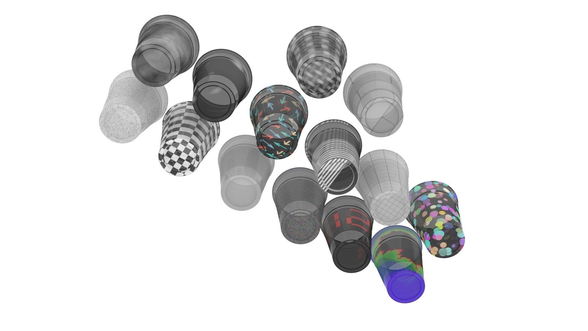 Plastic Cups Set With Textures 3D model | CGTrader