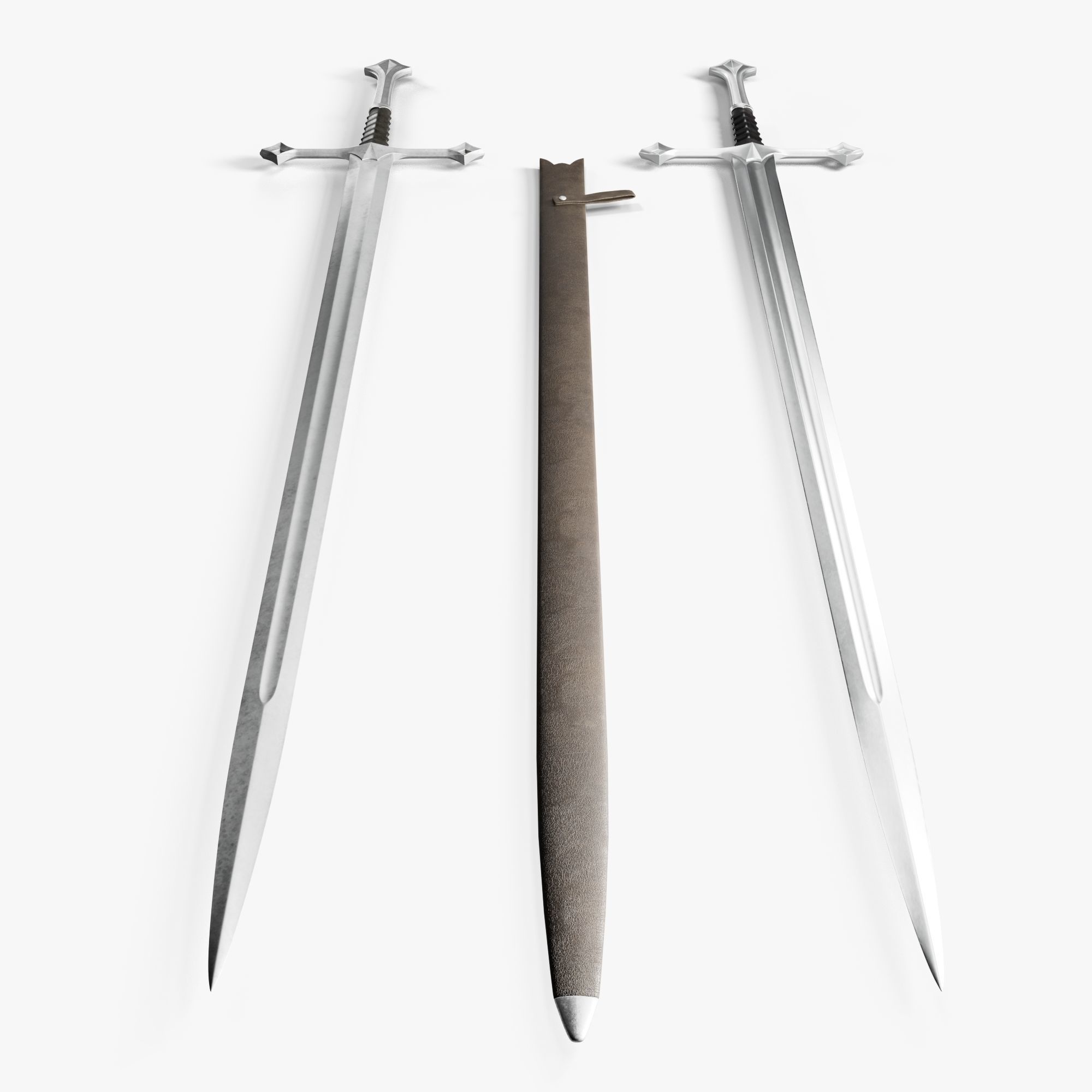 Two-handed sword plus old texture and sheath 3D model rigged | CGTrader