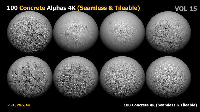 100 Concrete Alphas 4K Seamless Tileable vol 15 Texture | CGTrader