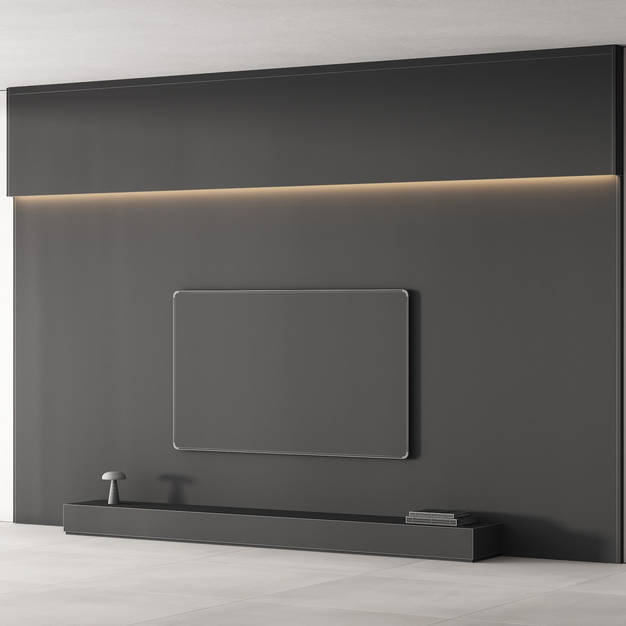 151 tv wall kit 03 super minimal warm gray and wood 01 3D model | CGTrader