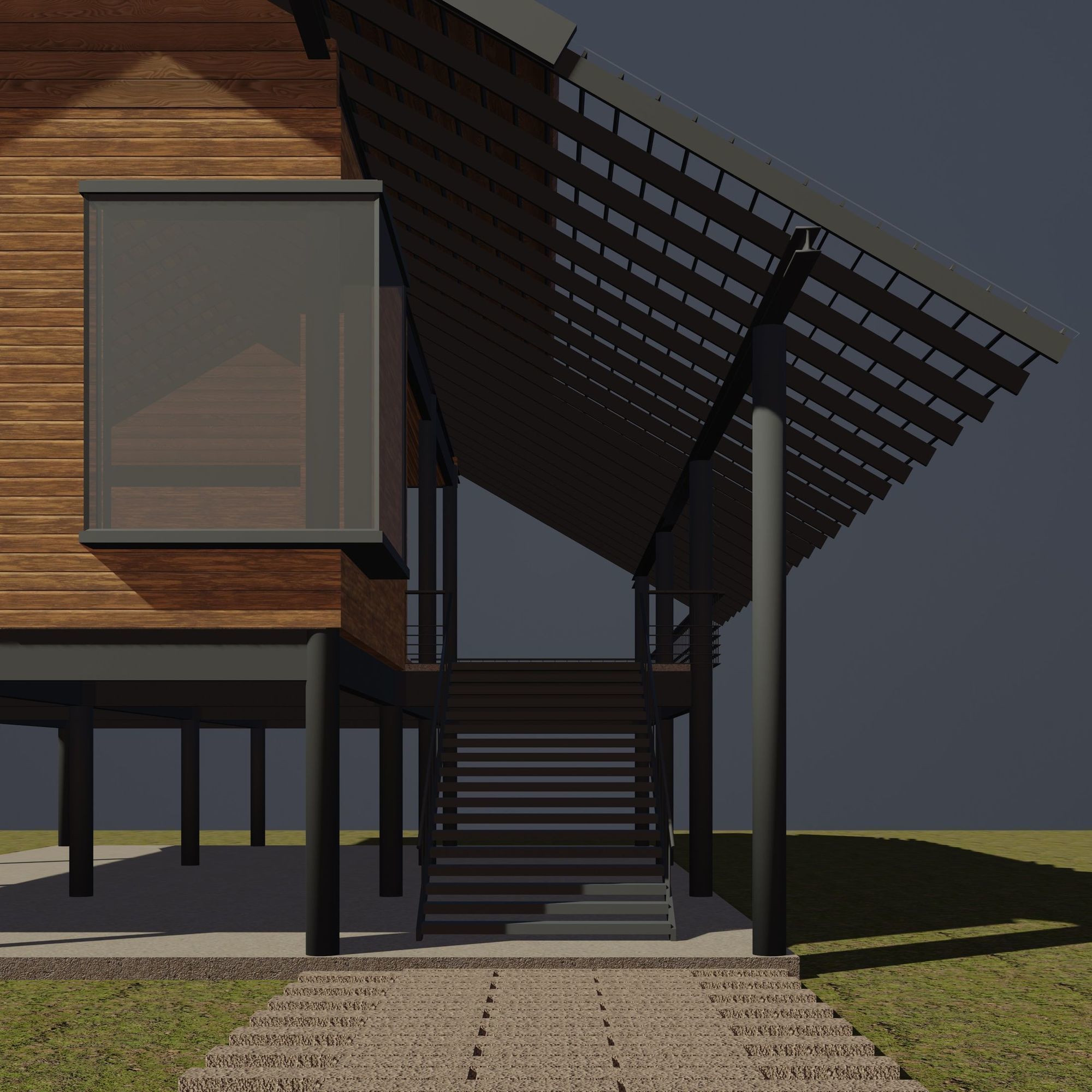 Tropical house with terrace 3D model | CGTrader