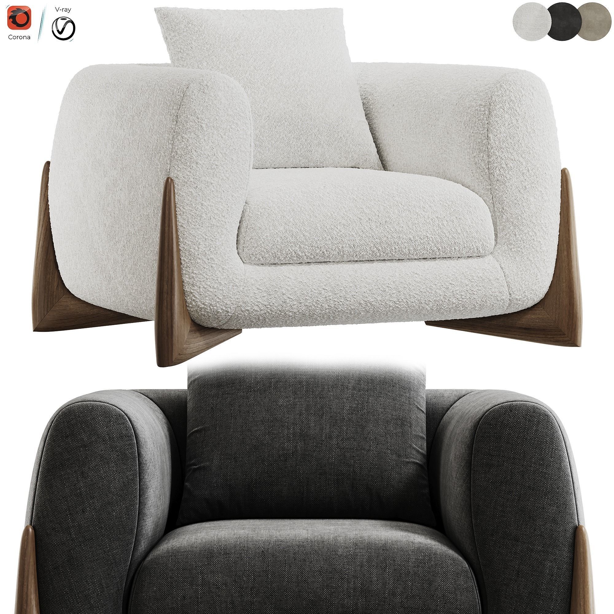 3D model Softbay armchair by porada VR / AR / low-poly | CGTrader