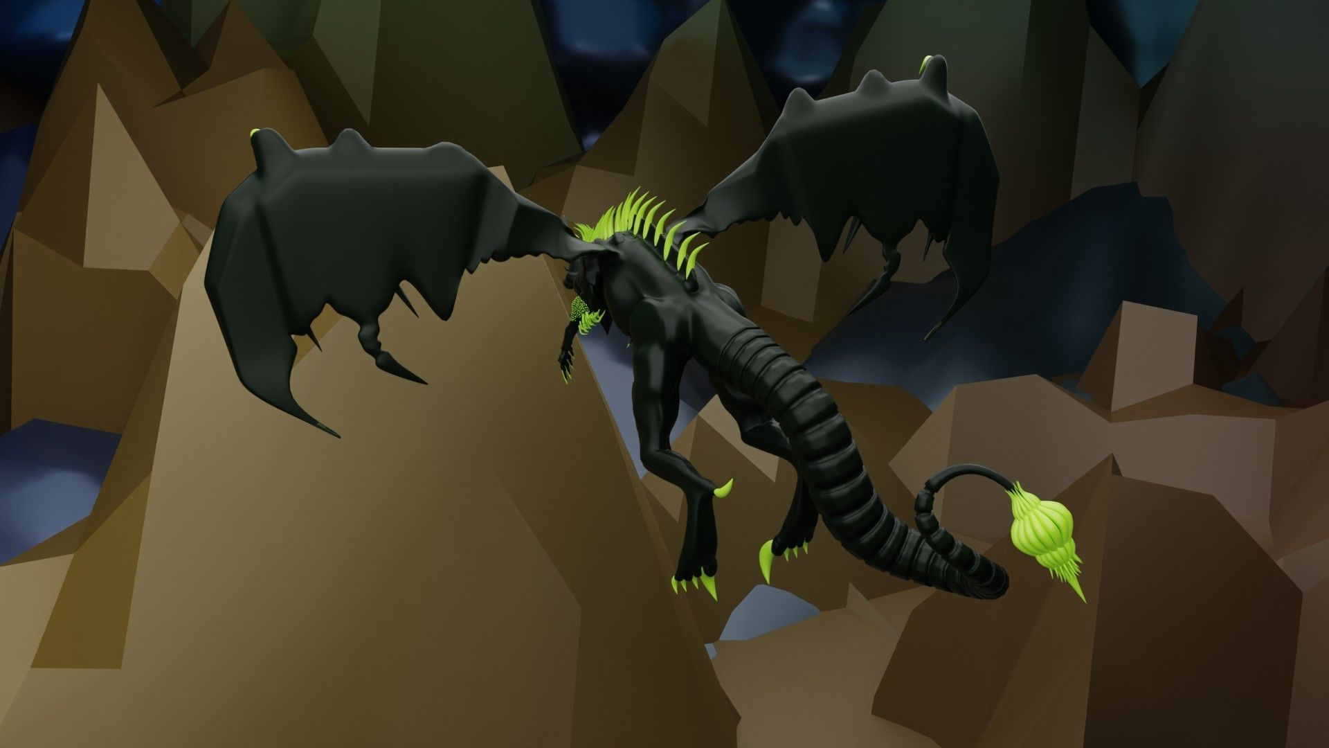 3D model Abyssal Black Dragon VR / AR / low-poly | CGTrader