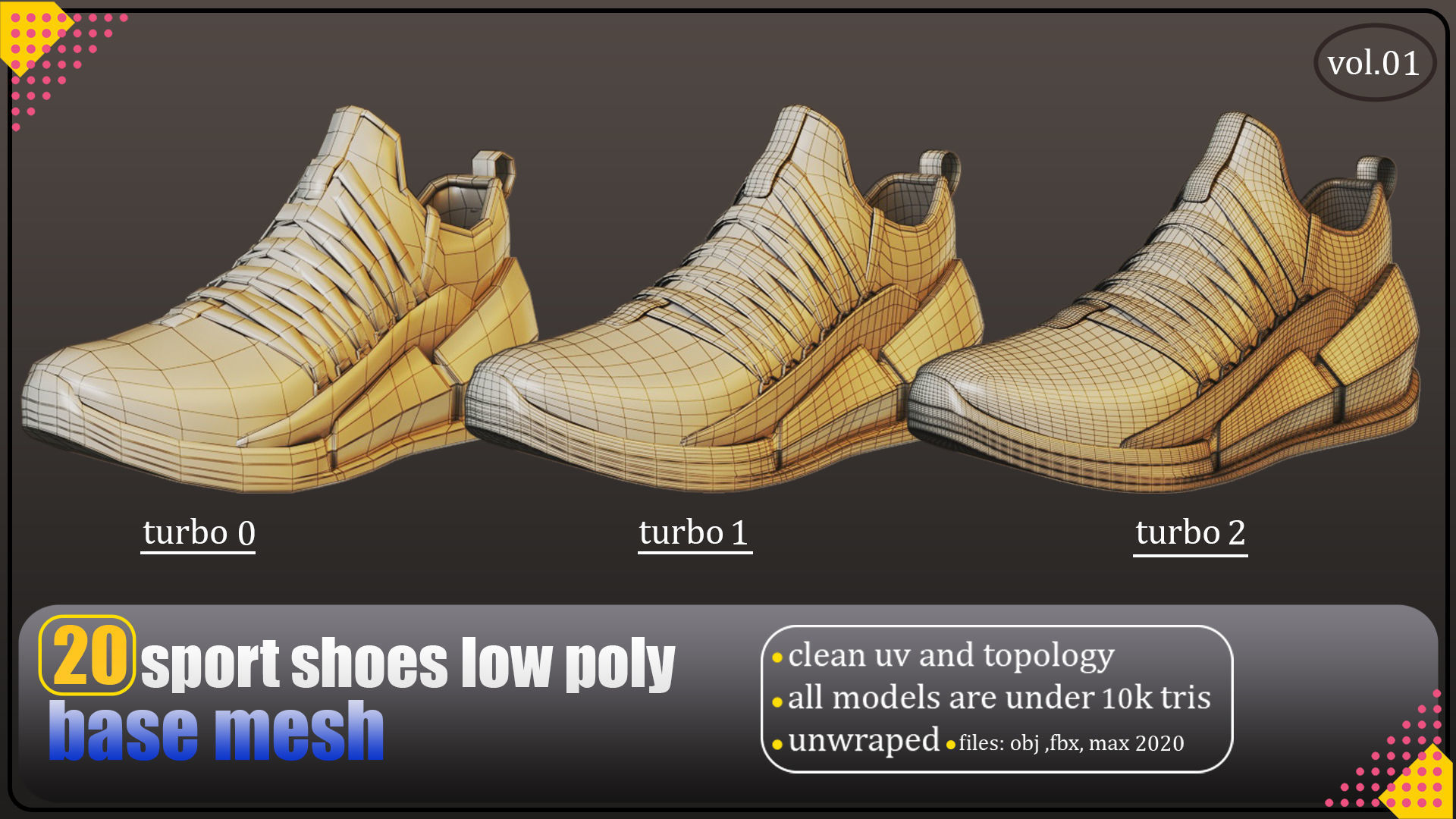 3D model 20 sport shoes base meshes VR / AR / low-poly | CGTrader