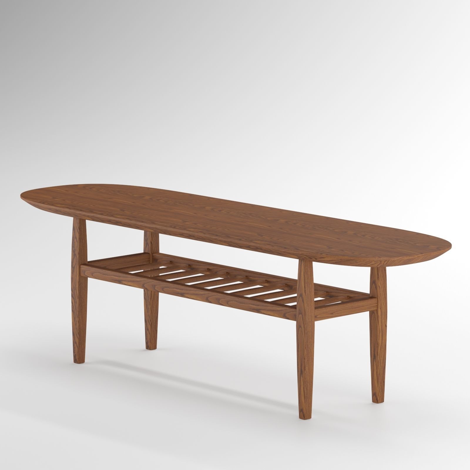 lenia walnut oval coffee table 3D model | CGTrader