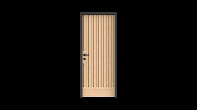 Sustainable Wood Grooved Panel Door 3D model | CGTrader
