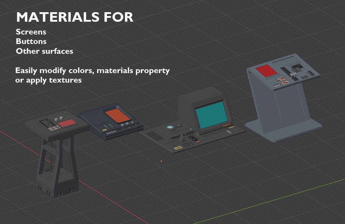4 Sci-Fi Computers - Control Panels Pack 3D model | CGTrader