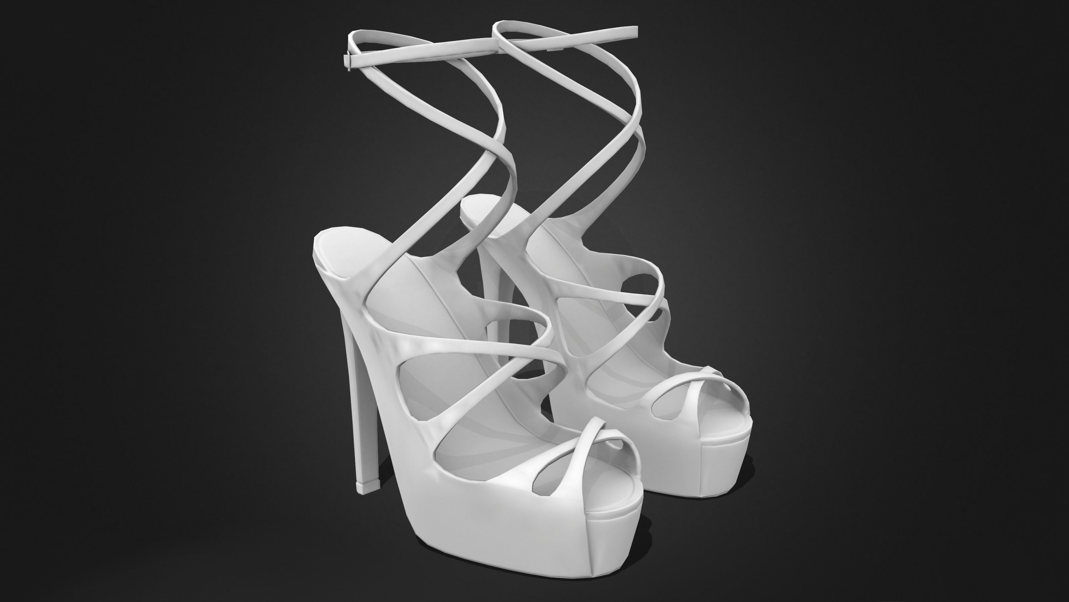 3D model Gold Wrap High Heel Sandals VR / AR / low-poly | CGTrader