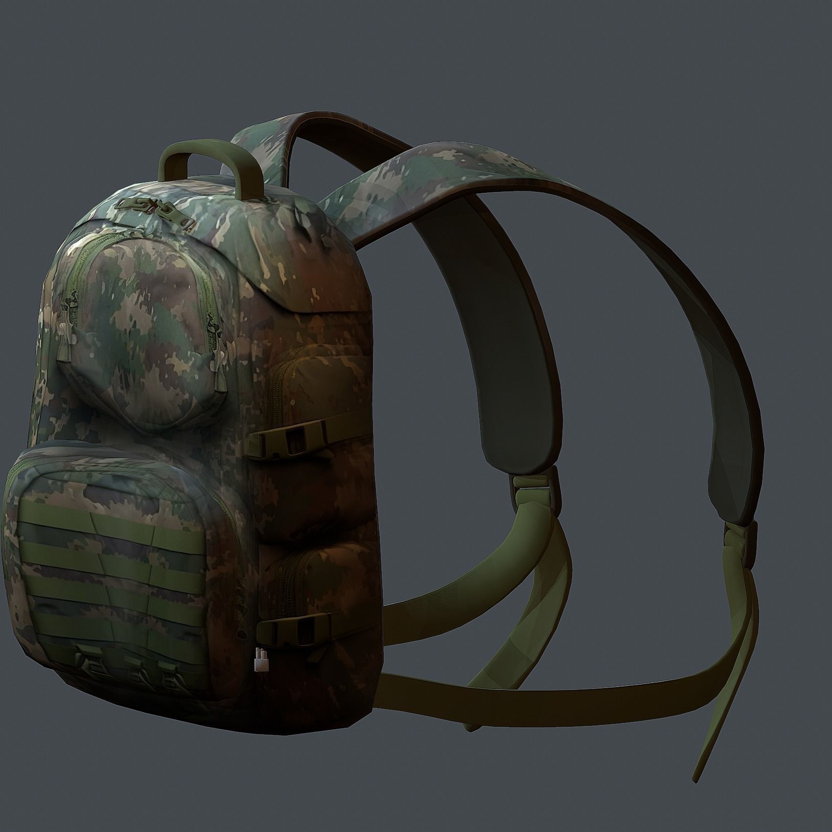 3D model Backpack military combat Black baggage VR / AR / low-poly ...