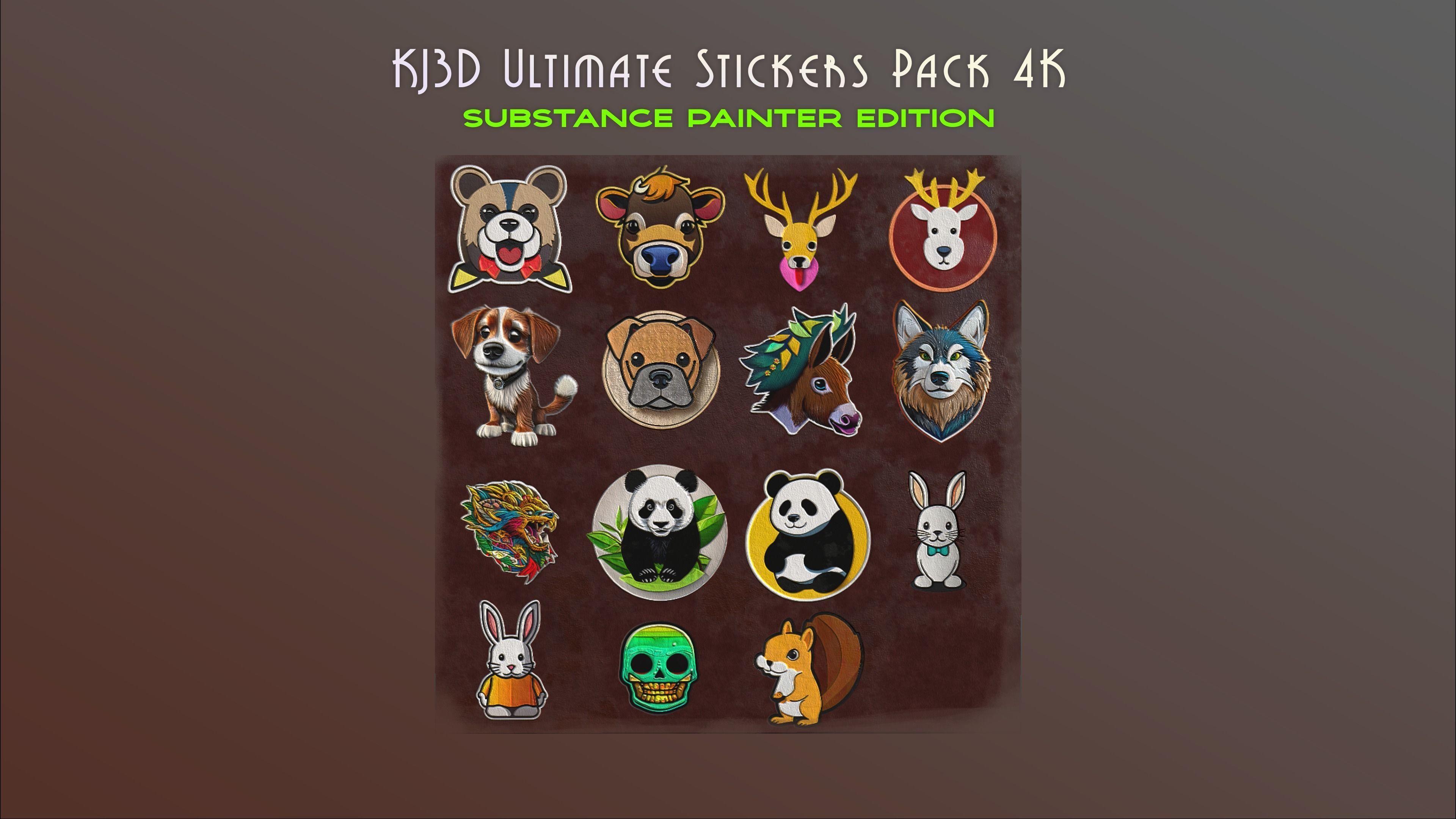 KJ3D 15 Ultimate Stickers Pack 4K Substance Painter Texture | CGTrader