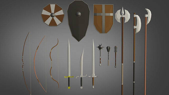 3D model Low-Poly Stylized Medieval Weapons VR / AR / low-poly | CGTrader