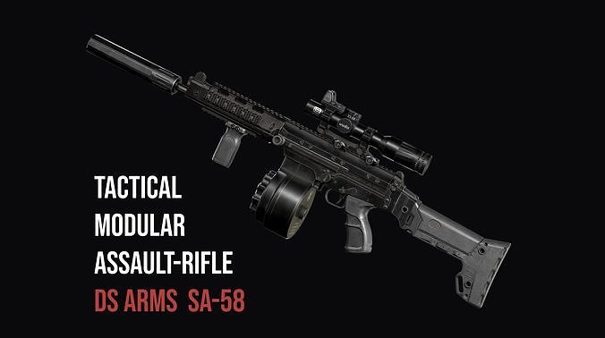 3D model Tactical modular assault rifle DS Arms SA 58 FAL VR / AR / low-poly | CGTrader