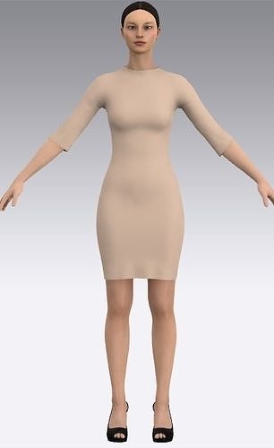 3D model dress basic beige VR / AR / low-poly | CGTrader