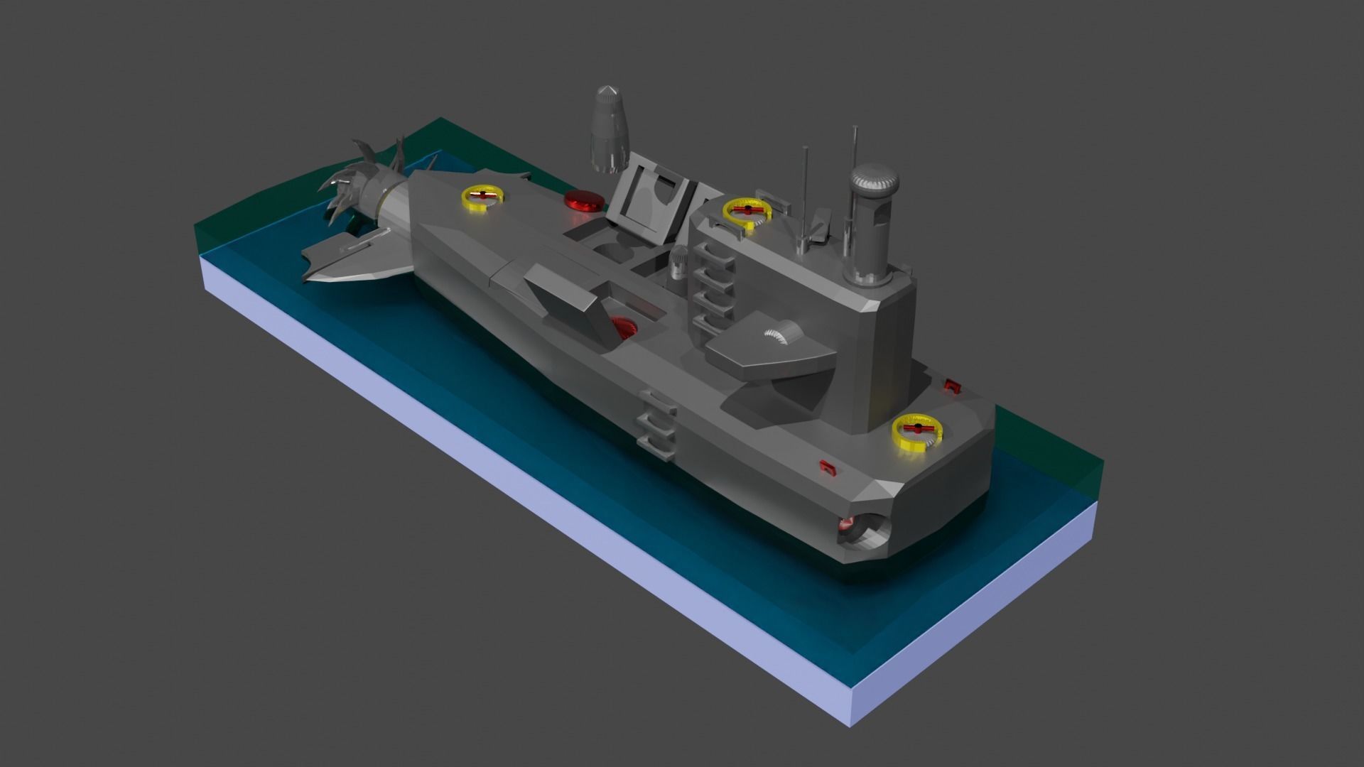 3D model Submarine attacking sence with lowpoly VR / AR / low-poly ...