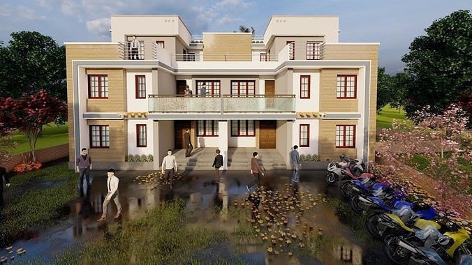 2 and half storey duplex home 3D model | CGTrader