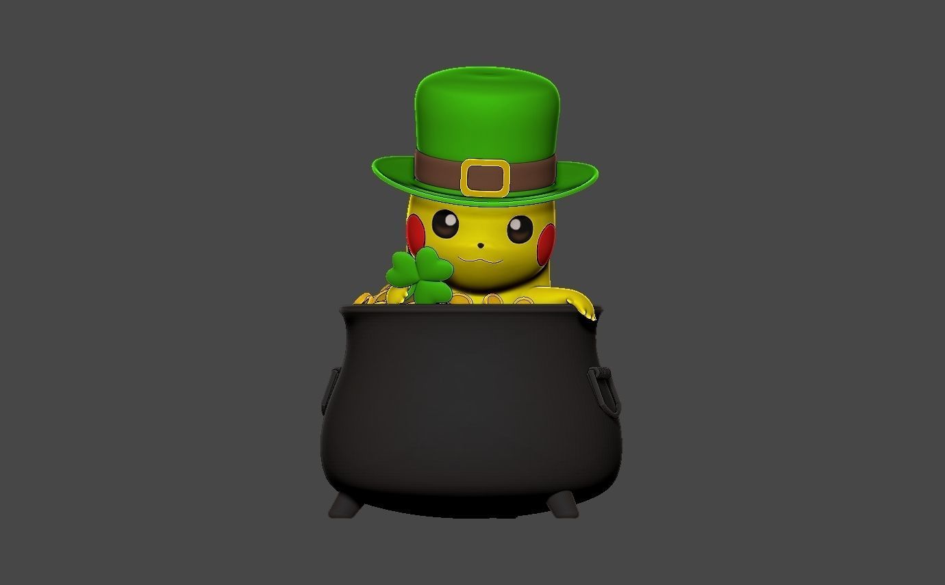 Pokemon Pikachu St patrick day free free 3D model 3D printable | CGTrader