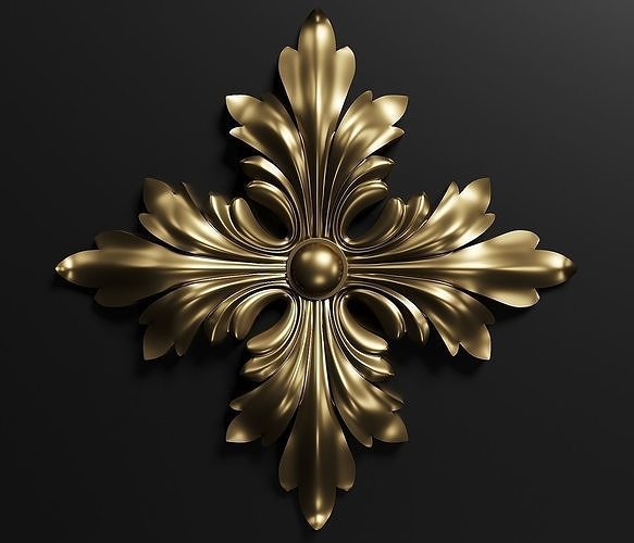Rozetka06 ornate gold cross 3D model | CGTrader