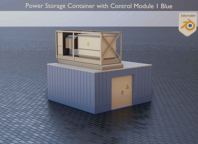 3D model Power Storage Container with Control Module 1 Blue VR / AR ...