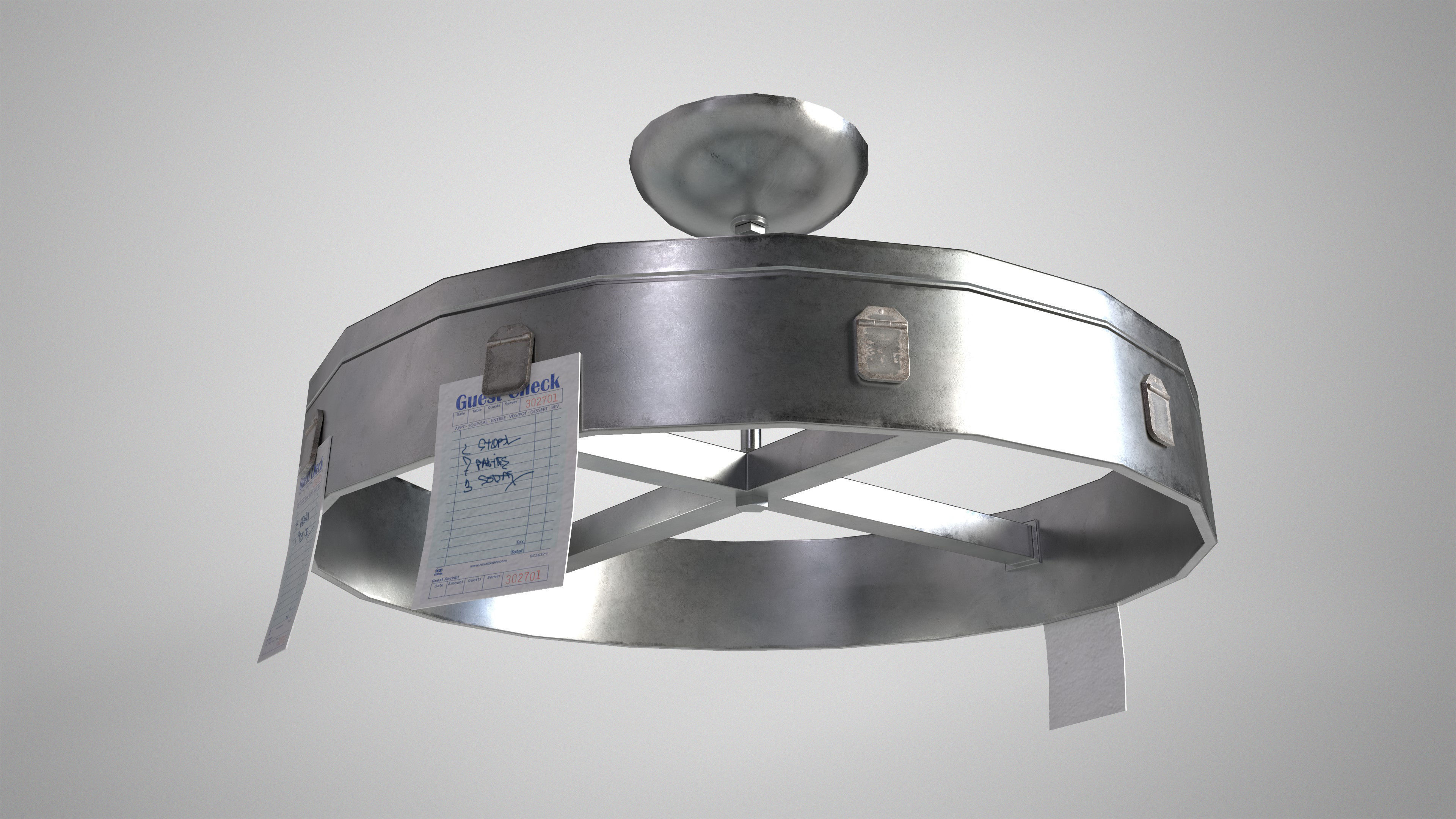 3D model Retro Cafe Ticket Holder - Old Diner Order Wheel Gameready VR ...