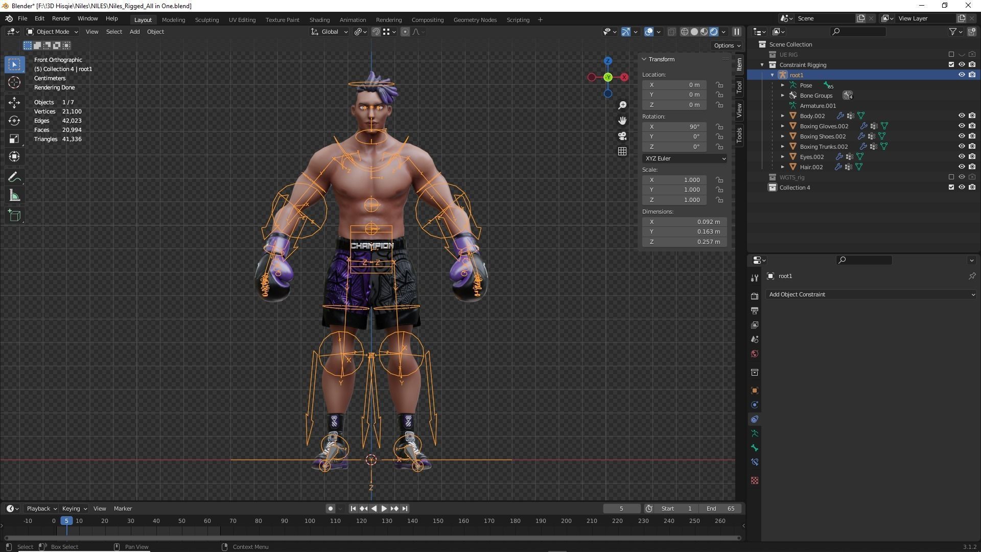 3D model Low Poly Boxer - MMA Fighter - Niles VR / AR / low-poly | CGTrader