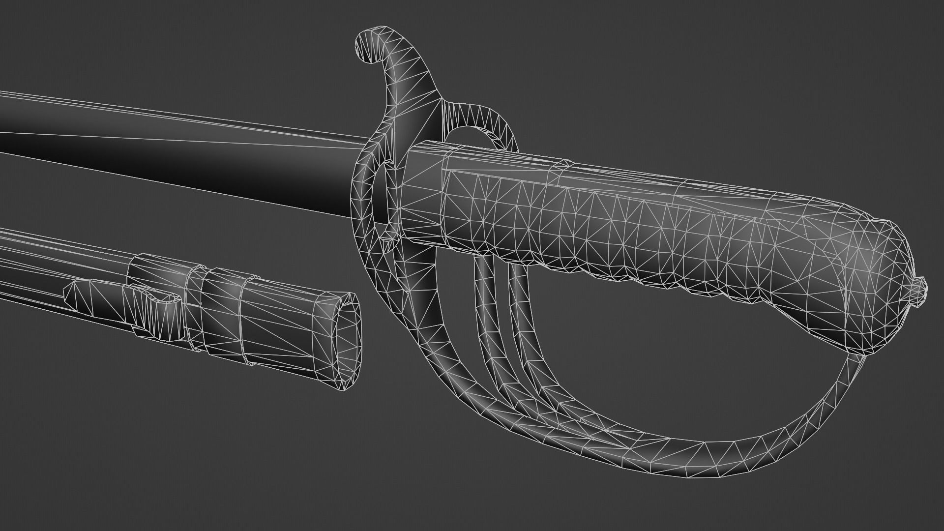 3D model British Officer Sword WW1 Sheath Ralistic Historical Asset PBR ...