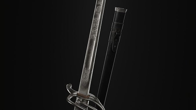 3D model British Officer Sword WW1 Sheath Ralistic Historical Asset PBR ...
