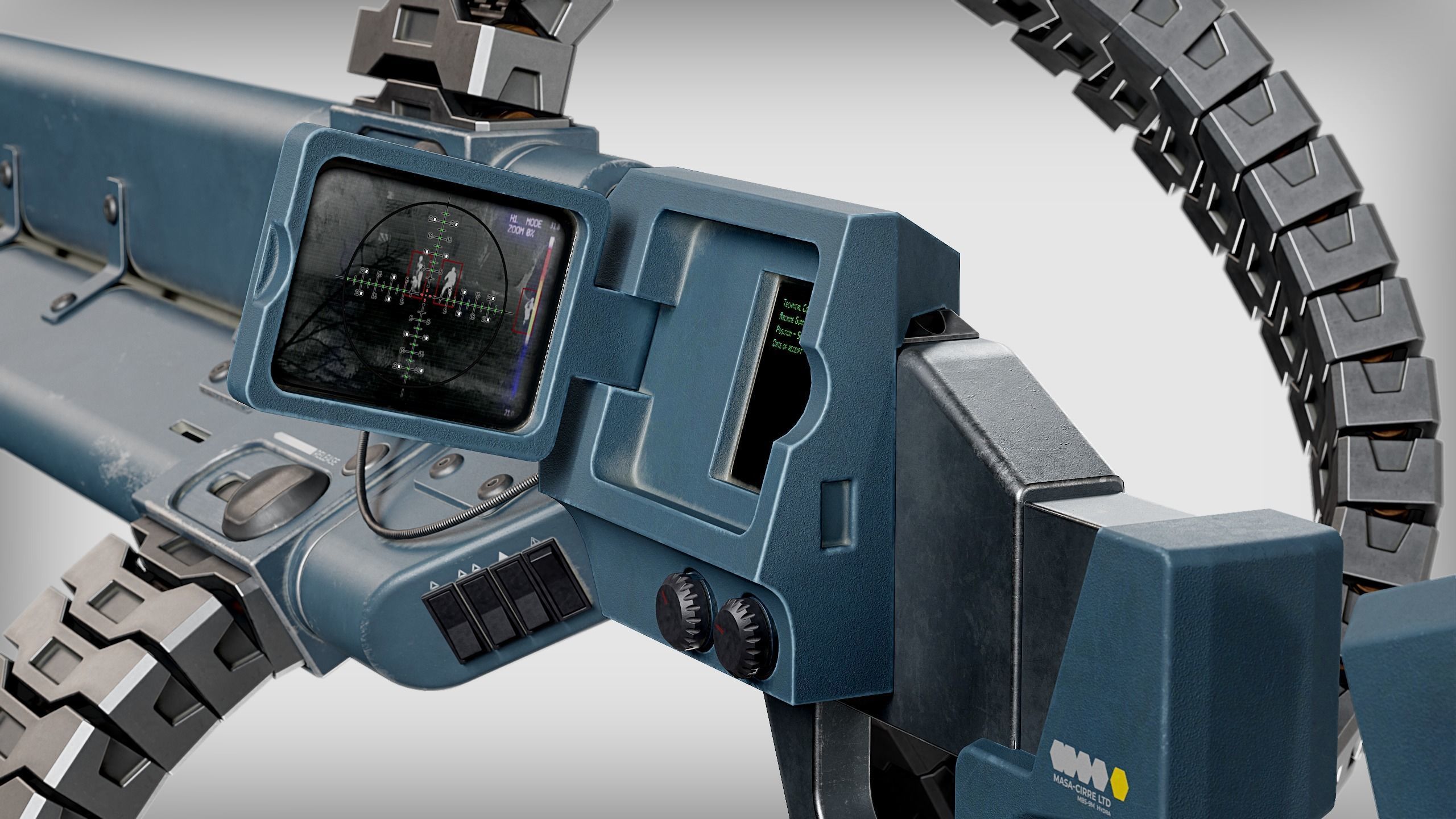 3D model Type-Three-barreled heavy machine gun Game-ready VR / AR / low ...