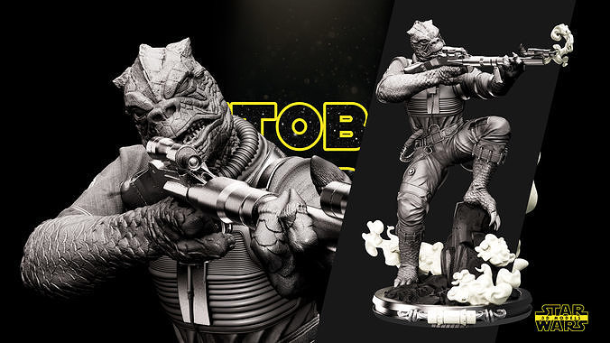 Bossk Sculpture Star Wars 3D Models Ready for 3D printing 3D model 3D ...