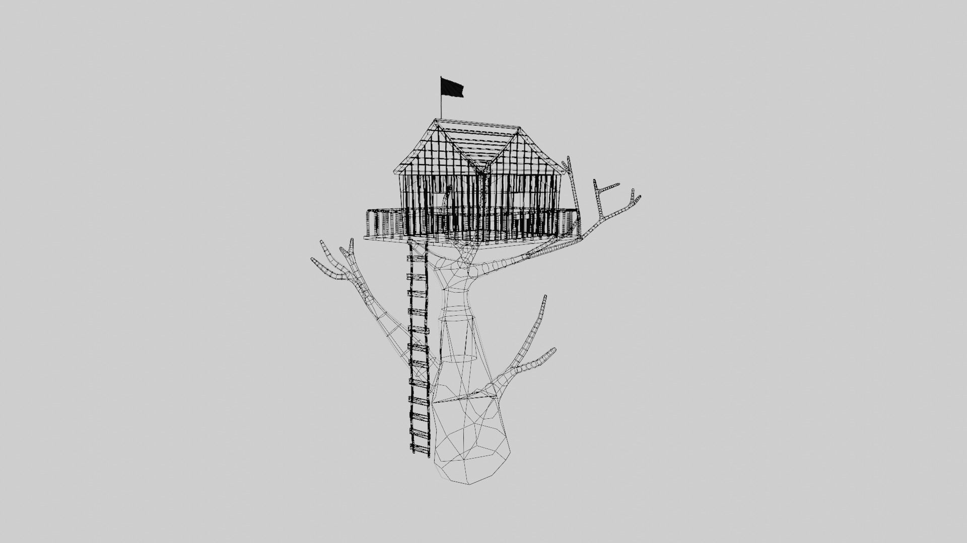 3D model Low Poly Tree House Scene with Vibrant Colors for Kids VR / AR ...