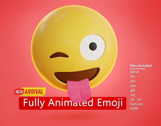 3D model Winking face Tongue Out Animated Emoji VR / AR / low-poly ...