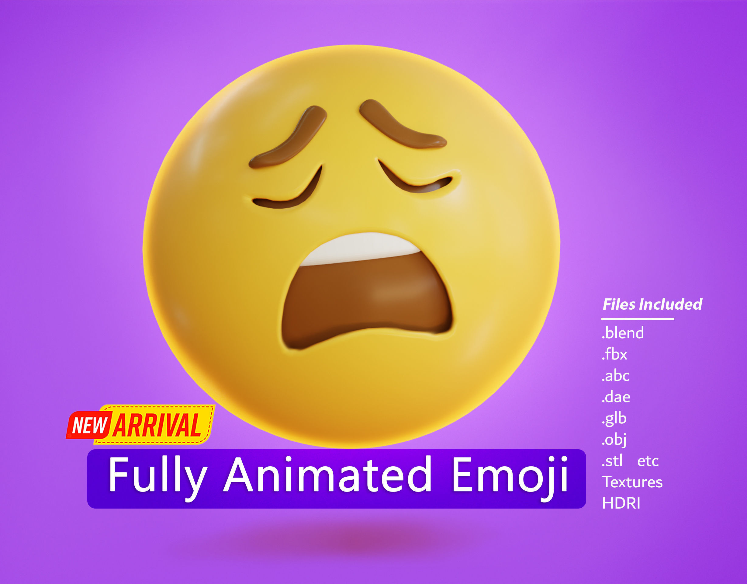3D model Weary face Animated Emoji VR / AR / low-poly | CGTrader
