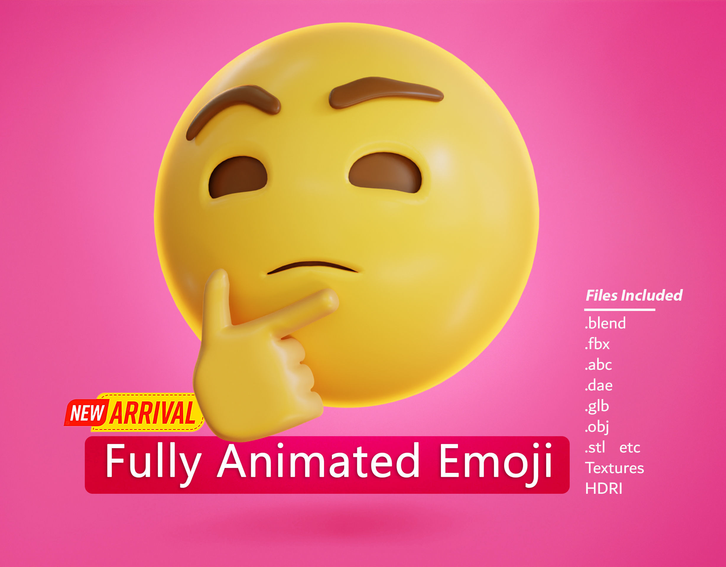 3D model Thinking face Animated Emoji VR / AR / low-poly | CGTrader
