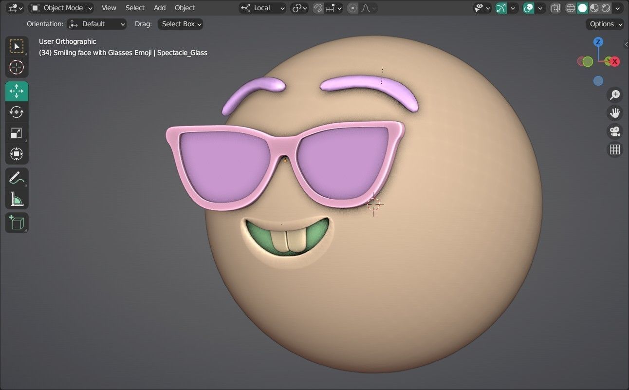3D model Smiling face with Glasses Animated Emoji VR / AR / low-poly ...