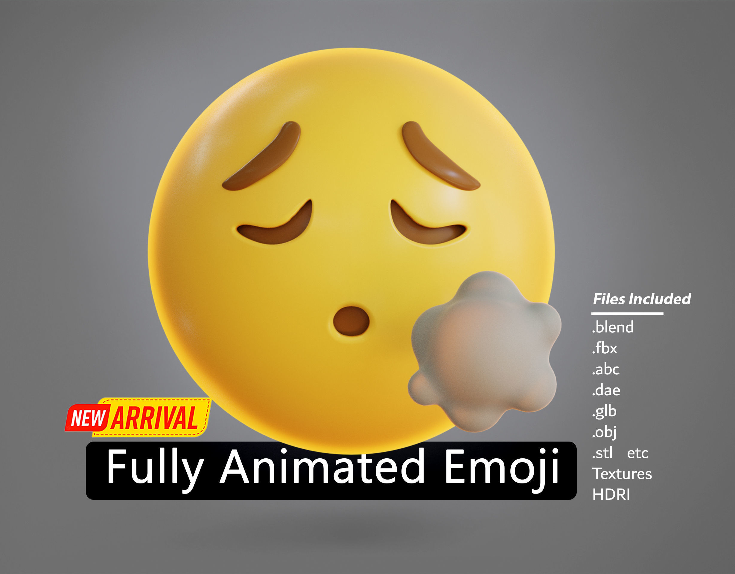 3D model face Exhaling Animated Emoji VR / AR / low-poly | CGTrader