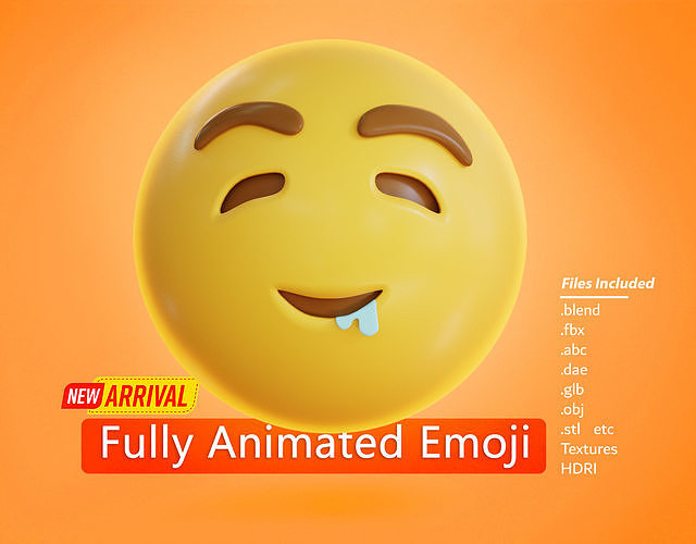 3D model Drooling face Animated Emoji VR / AR / low-poly | CGTrader